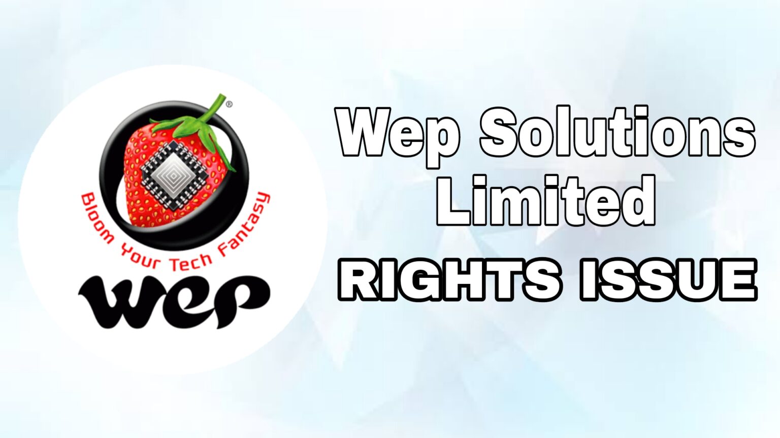 WeP Solutions Rights Issue Details - finvestfox.com